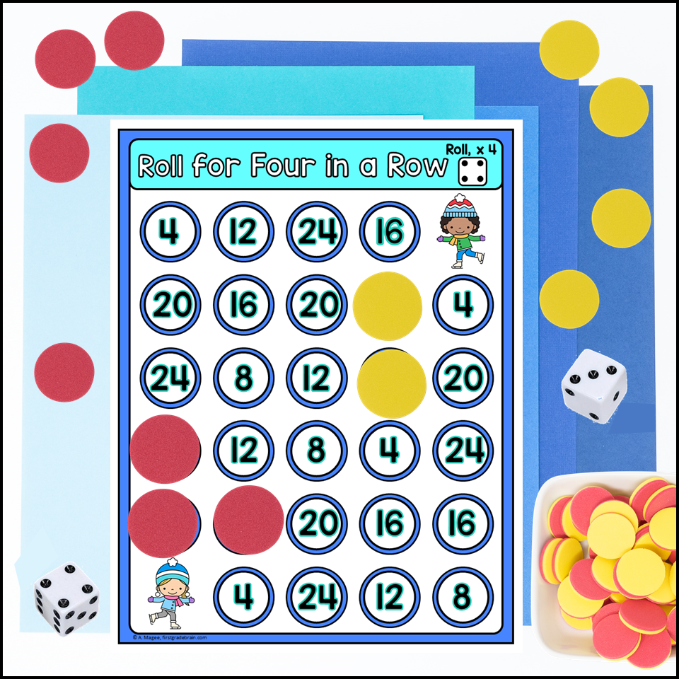 Winter Math Activity Game Four in a Row Multiplication Center | Made By ...