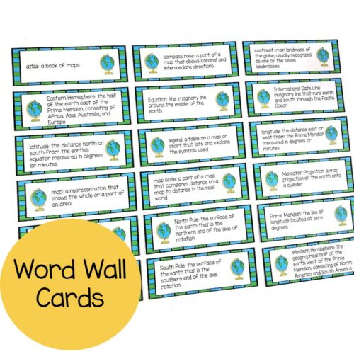 Geography and Map Skills Vocabulary Word Wall Cards | Made By Teachers