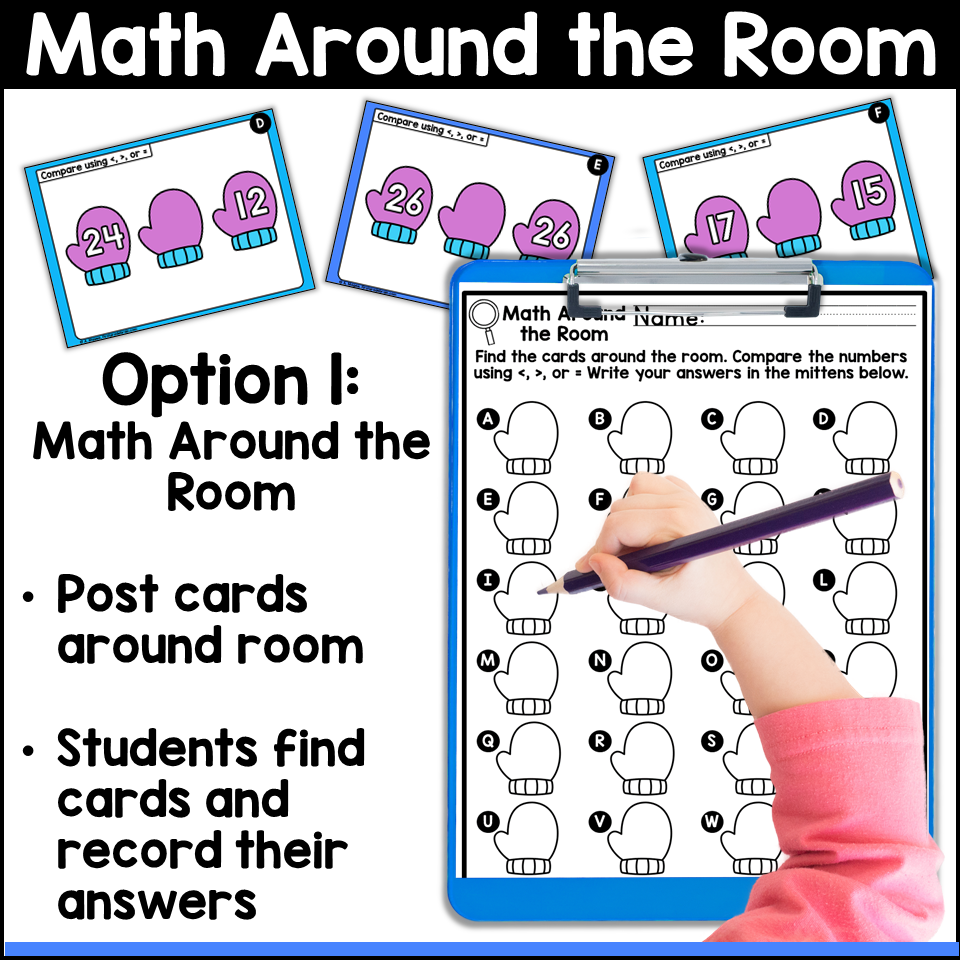 Winter Math Around the Room Comparing Numbers Printable Task Cards ...