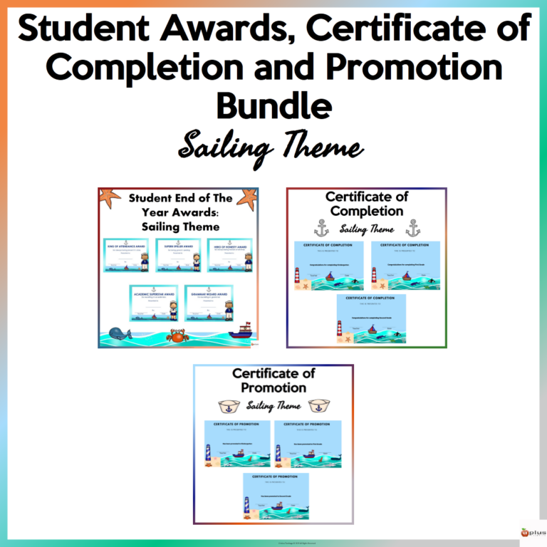 End of Year Awards, Certificate of Completion, and Certificate of ...