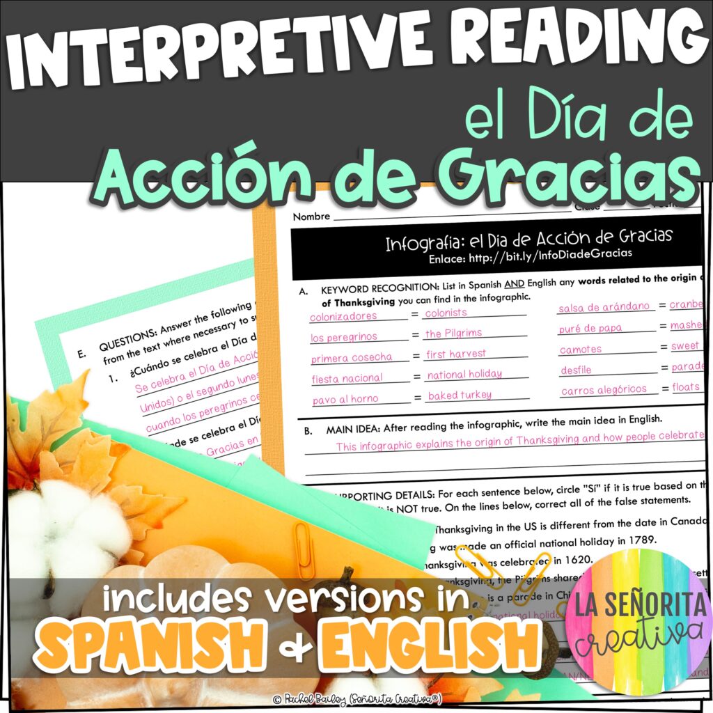 Spanish Thanksgiving Reading Activity | Made By Teachers