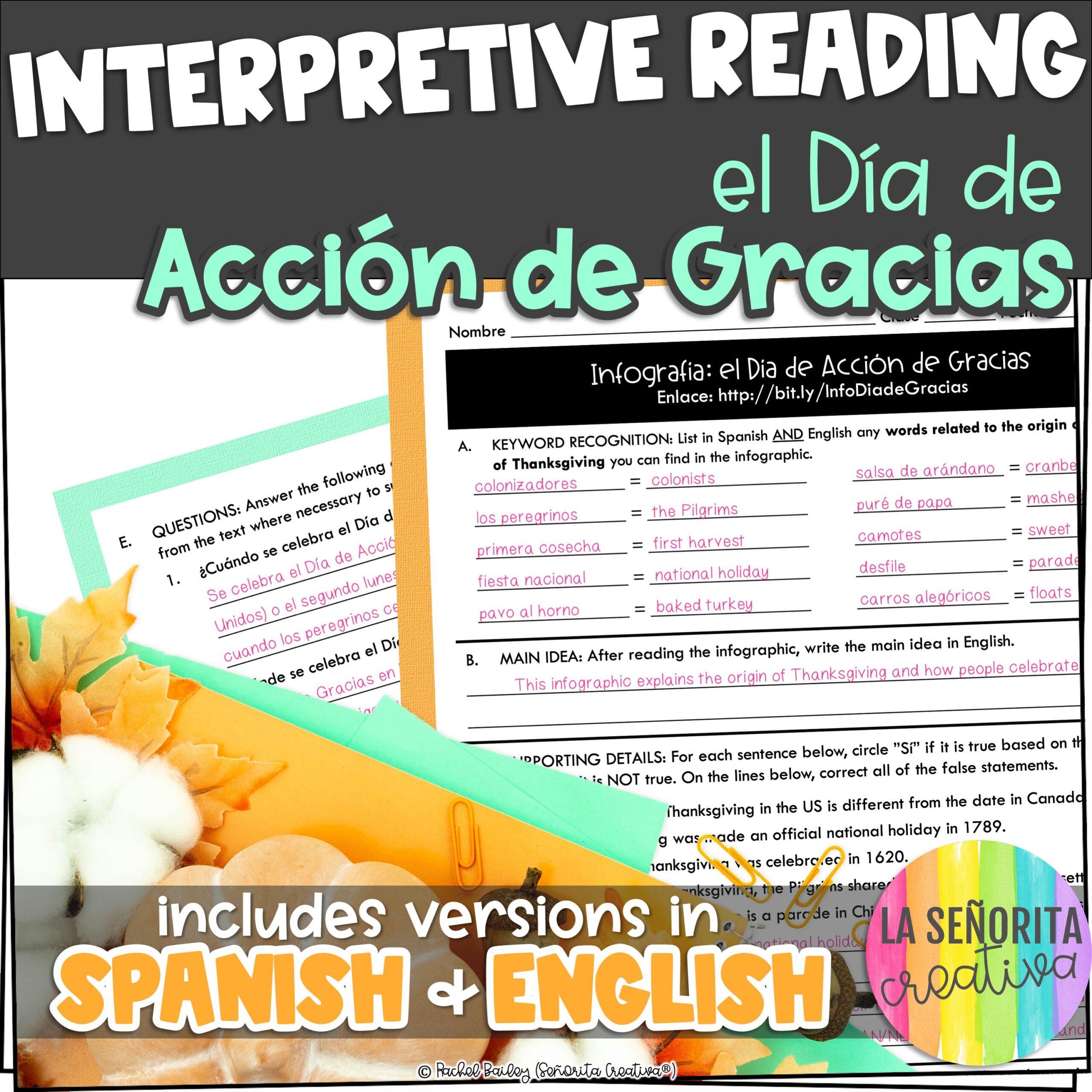 Spanish Thanksgiving Reading Activity | Made By Teachers