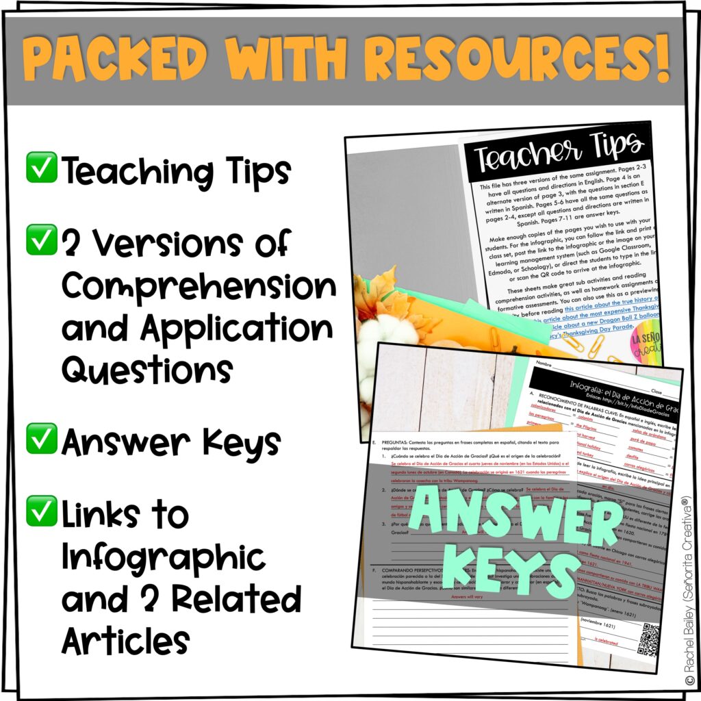 Spanish Thanksgiving Reading Activity | Made By Teachers