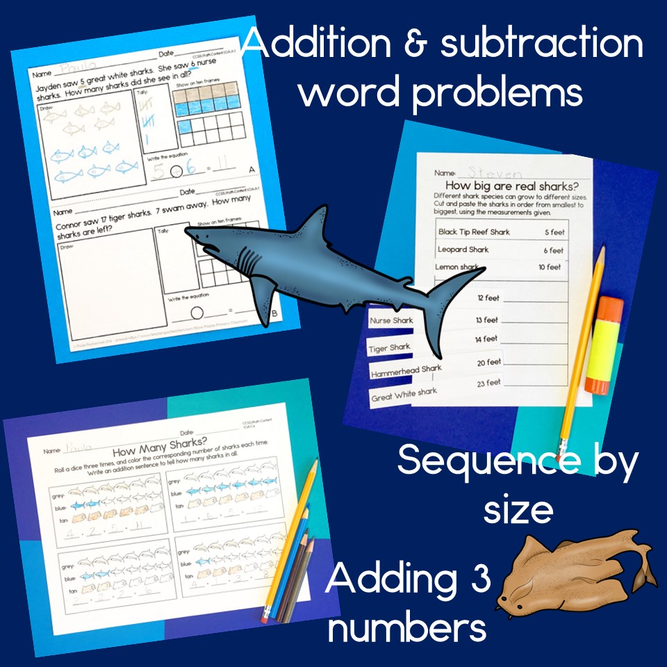 Shark Math With Measurement Graphing Addition and Subtraction | Made By ...