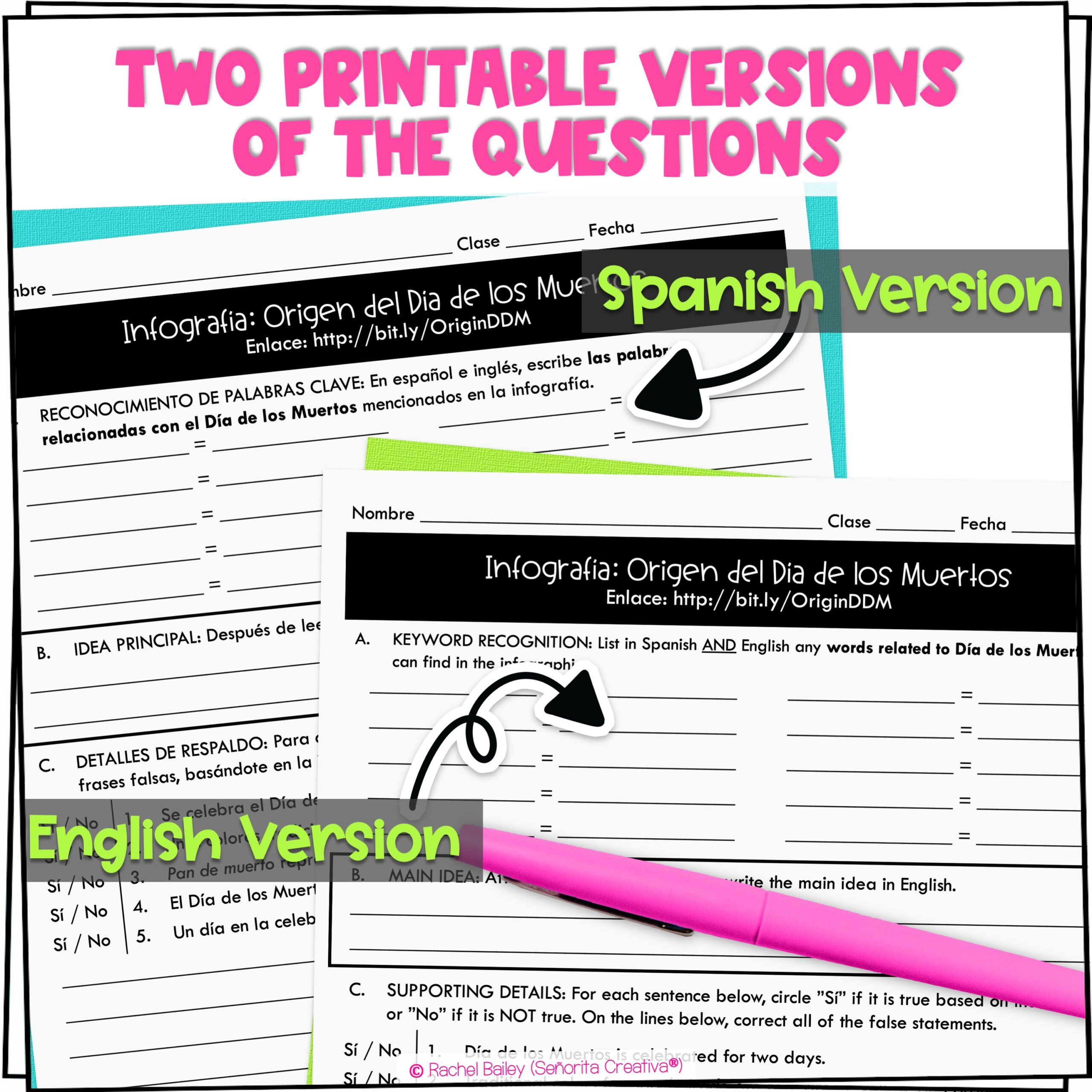 Spanish Día de los Muertos Reading Activity - Origin of Day of the Dead ...