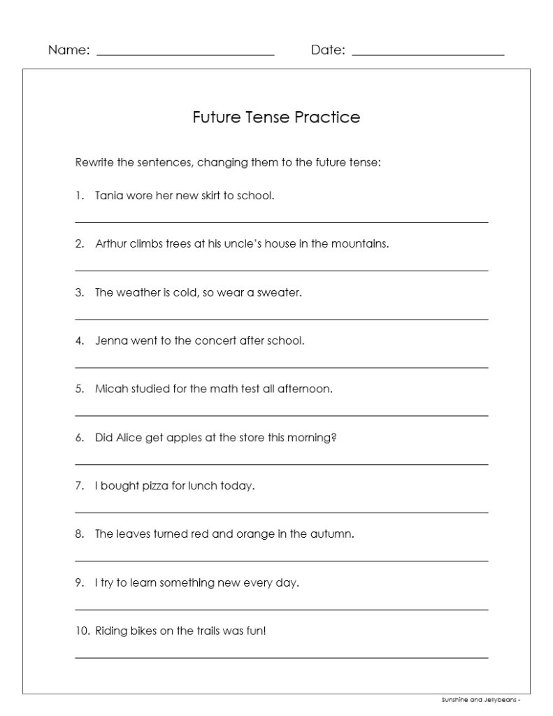 Past, Present & Future Tenses - 5 Verb worksheets - Grades 2-3 - CCSS ...
