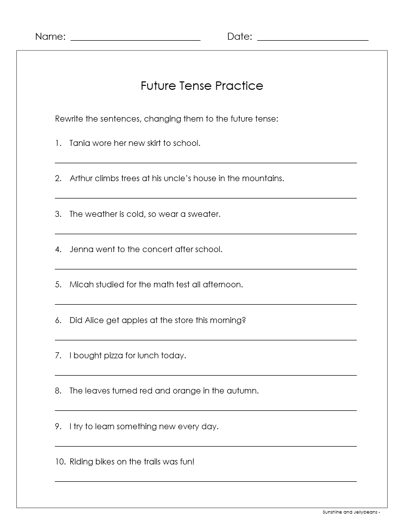 Past, Present & Future Tenses - 5 Verb worksheets - Grades 2-3 - CCSS ...