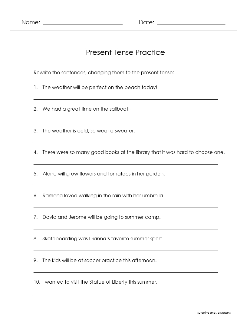 Past, Present & Future Tenses - 5 Verb worksheets - Grades 2-3 - CCSS ...
