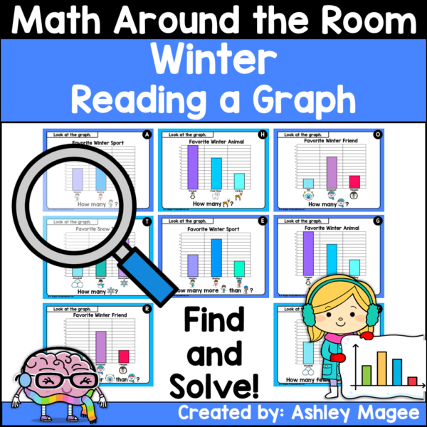 Winter Math Around the Room Reading a Graph Printable Task Card ...