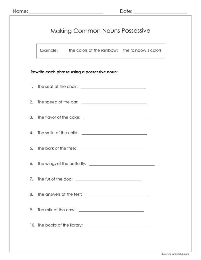 Possessive Nouns - Proper and Common Nouns - 4 worksheets - Grades 1-2 ...