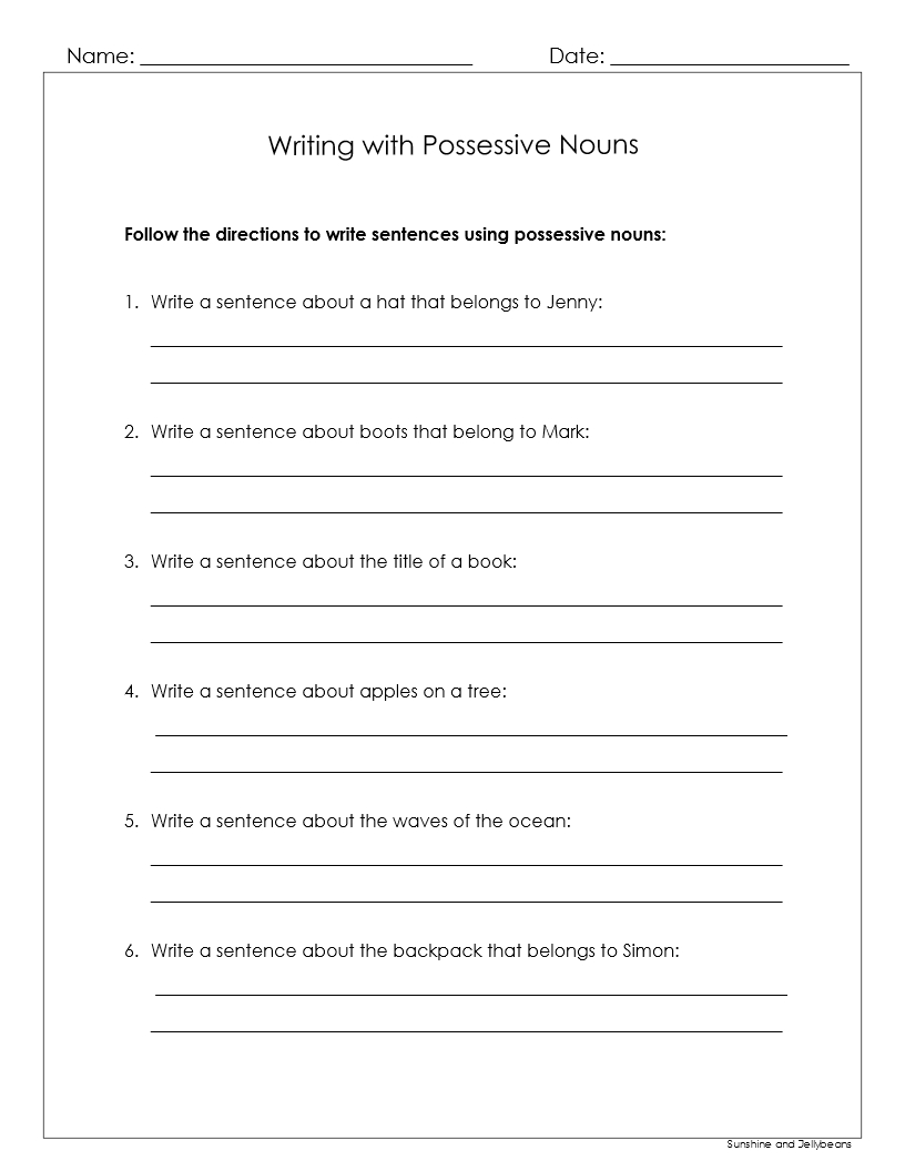 Possessive Nouns - Proper and Common Nouns - 4 worksheets - Grades 1-2 ...
