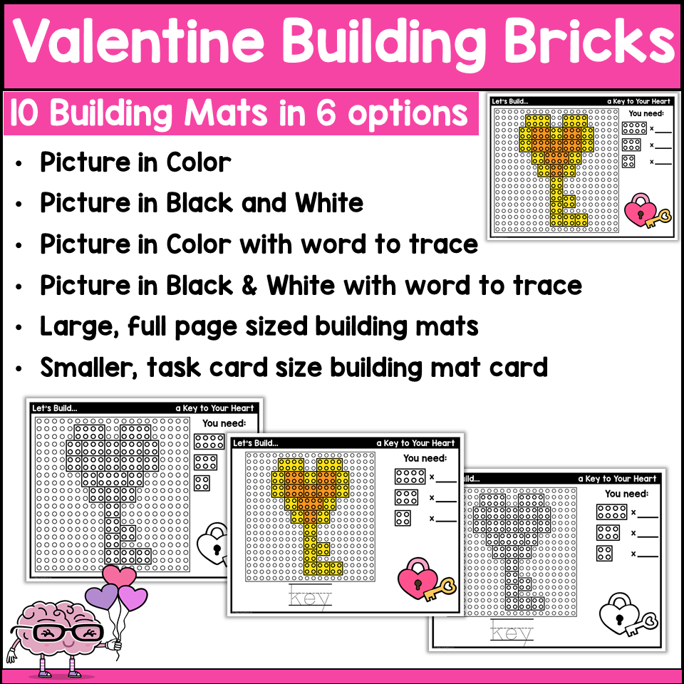 Let's Build - Valentine Building Brick Block Mats Fine Motor Center ...