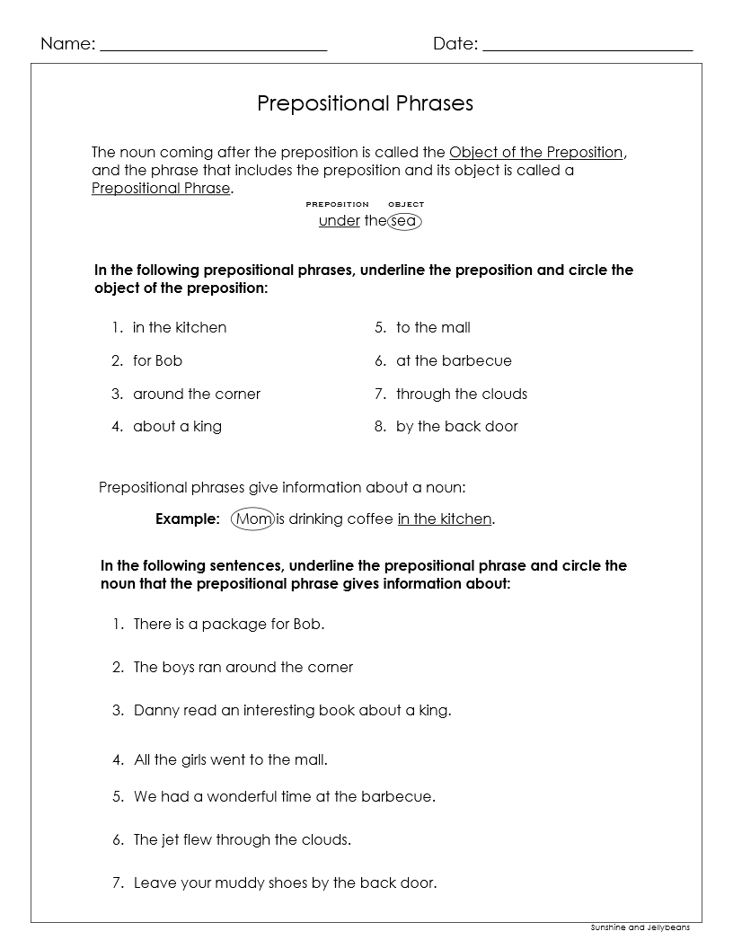 Practice with Prepositions / Prepositional Phrases - 3 worksheets ...
