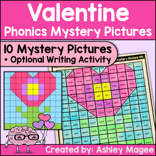 Valentine Phonics Mystery Pictures | Short and Long Vowels, Blends ...