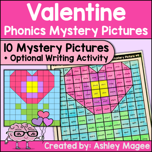 Valentine Phonics Mystery Pictures | Short and Long Vowels, Blends ...
