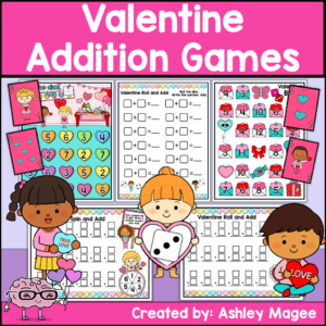 Valentine Addition Games: Holiday Themed Math Center Activities | Made ...