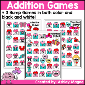 Valentine Addition Games: Holiday Themed Math Center Activities | Made ...