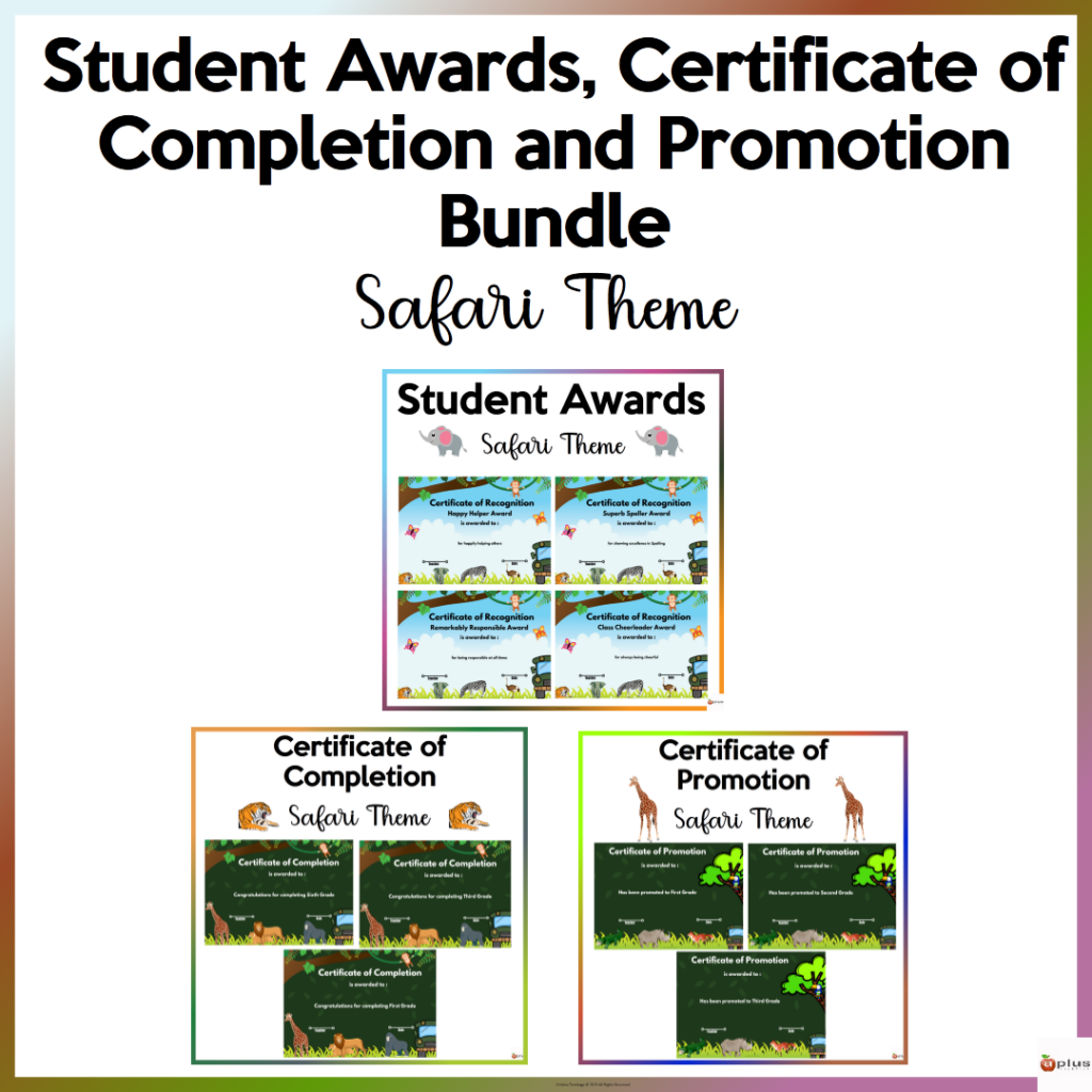 Student Awards Certificate of Completion and Promotion Safari Theme ...