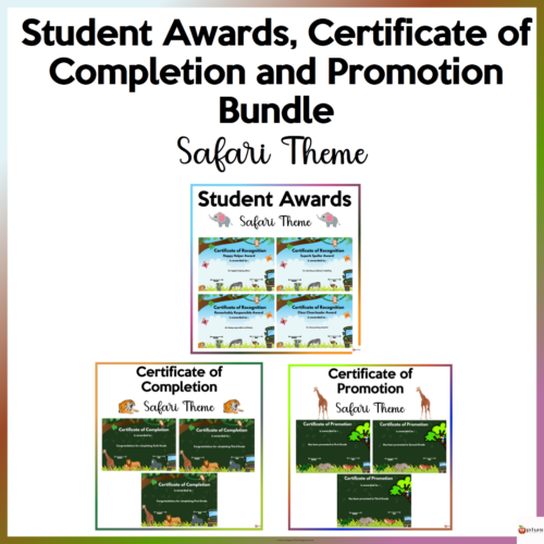 Student Awards Certificate of Completion and Promotion Safari Theme ...