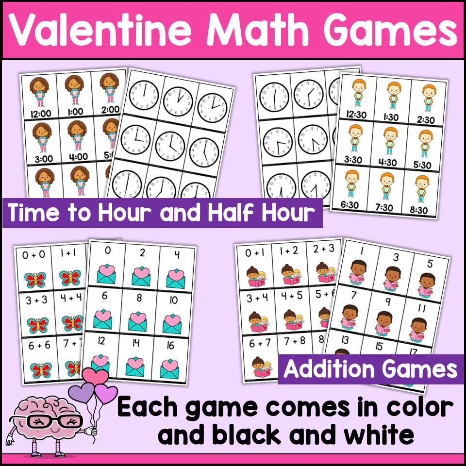 Valentine February Math Card Games: 13 Games for Addition, Time, & More ...