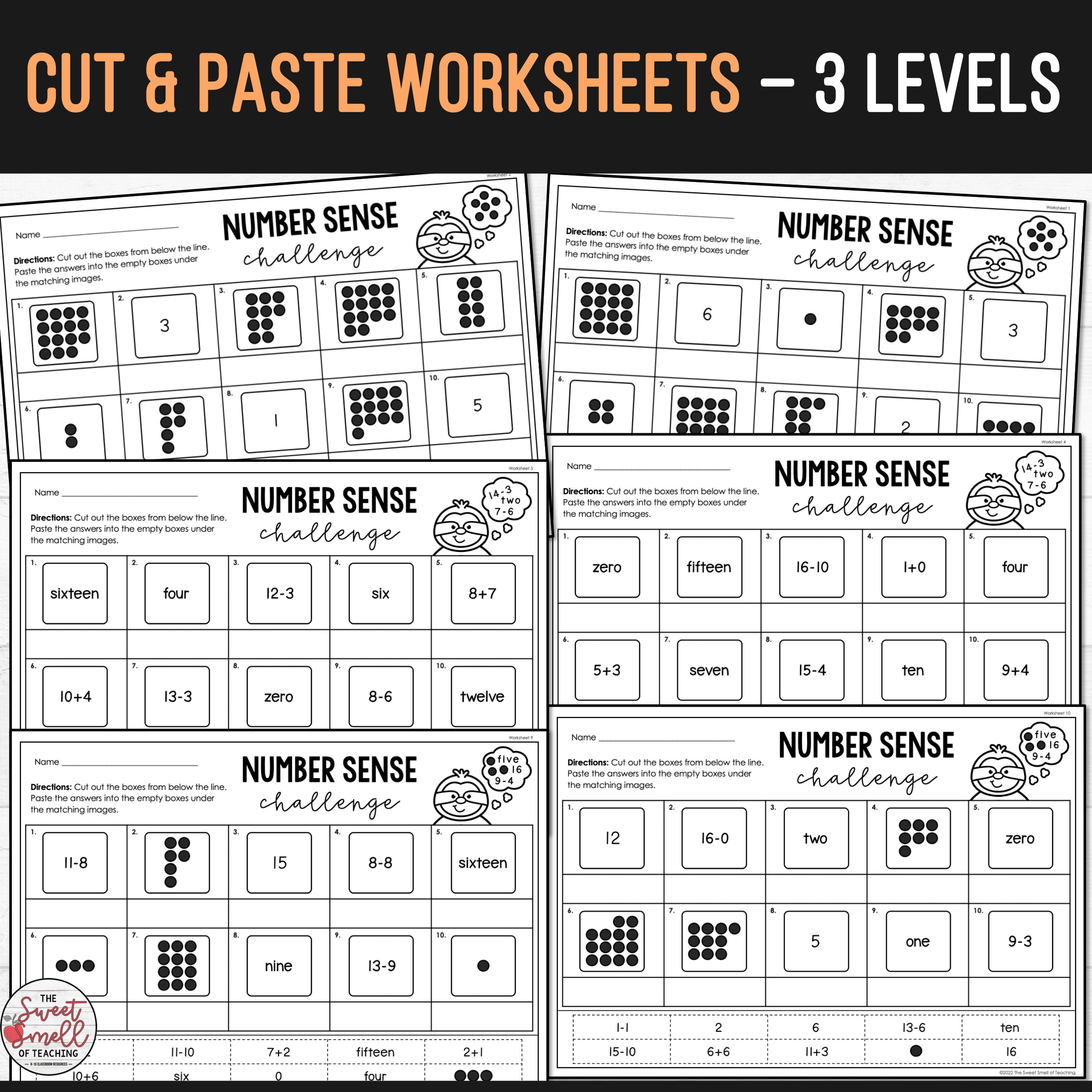 Number Sense Math Center Memory Match Game & Differentiated Worksheets ...