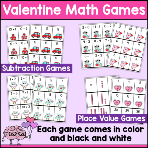 Valentine February Math Card Games: 13 Games for Addition, Time, & More ...
