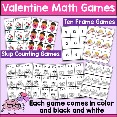 Valentine February Math Card Games: 13 Games for Addition, Time, & More ...