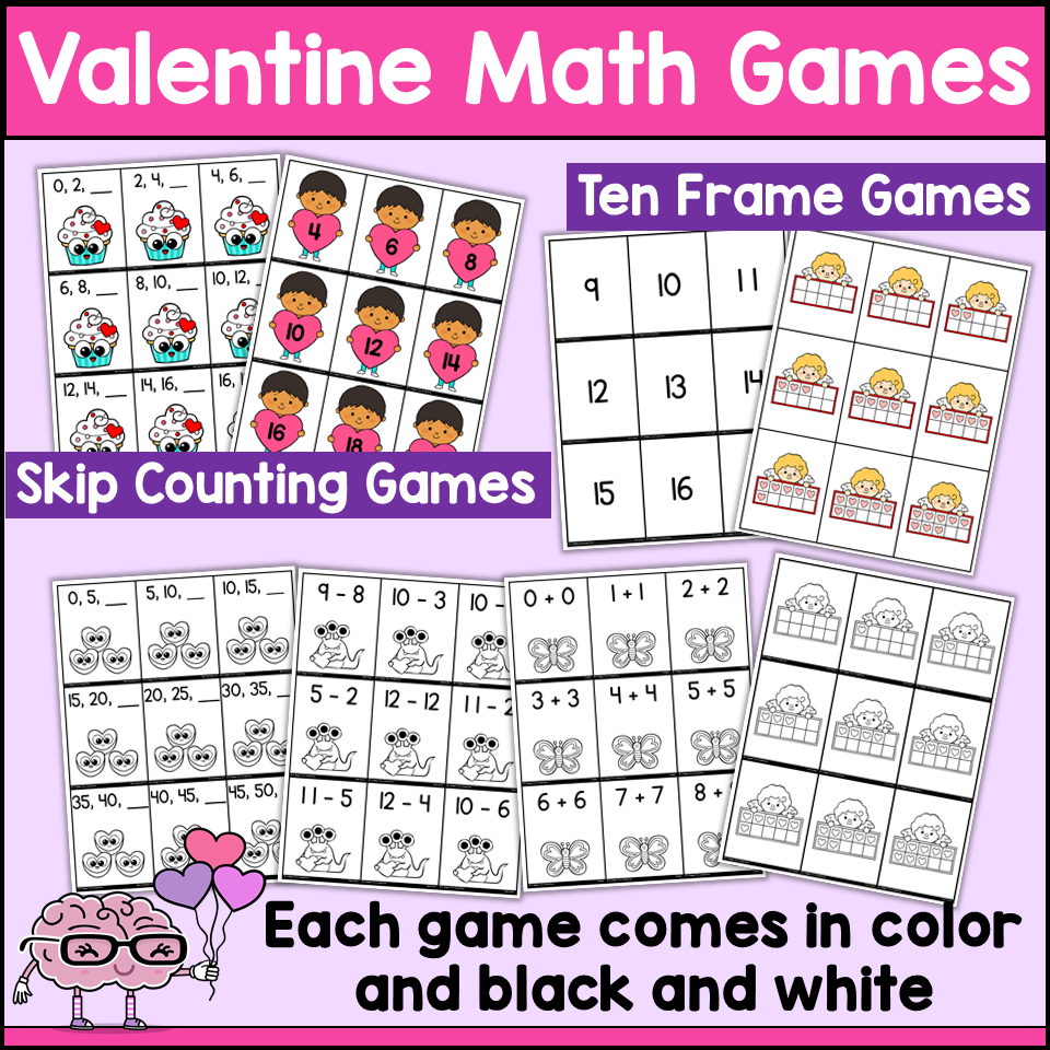 Valentine February Math Card Games: 13 Games for Addition, Time, & More ...