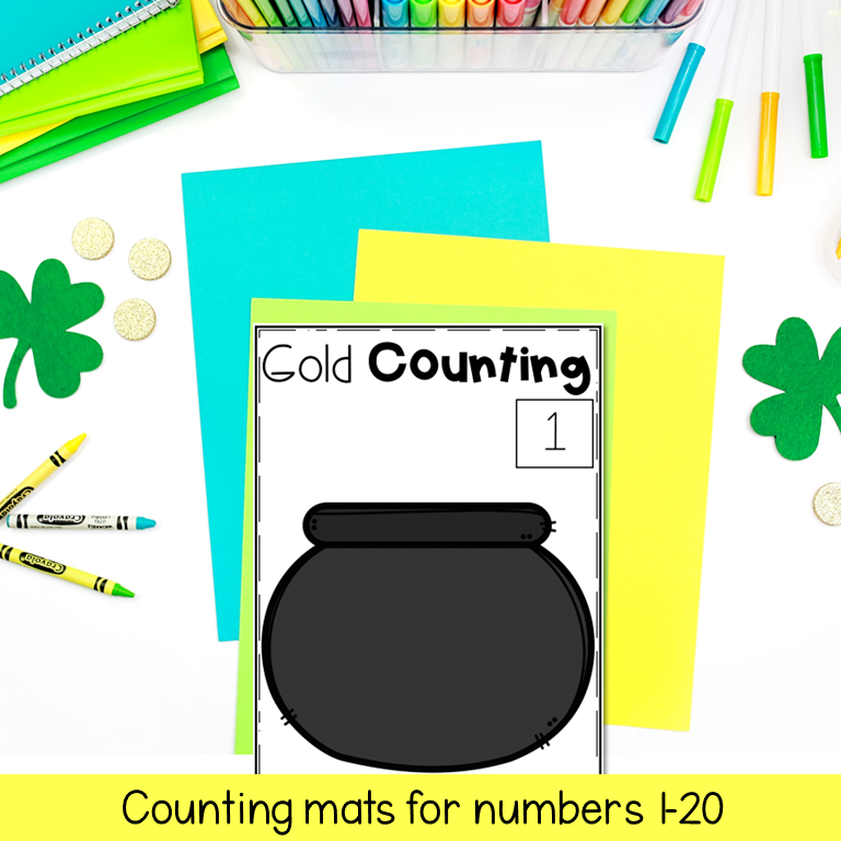 St. Patrick's Day Counting Mats Math Center for Preschool, Pre-K ...