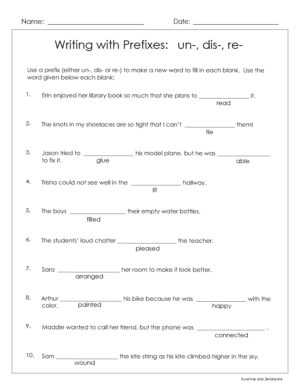 Prefixes: un- dis- re- / Grades 2-3 - practice/review - 4 worksheets ...