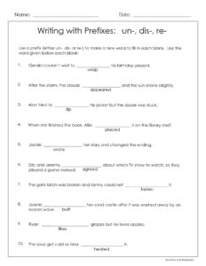 Prefixes: un- dis- re- / Grades 2-3 - practice/review - 4 worksheets ...
