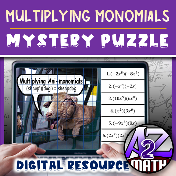 Laws of Exponents Multiplying Monomials Activity Digital Pixel Art ...