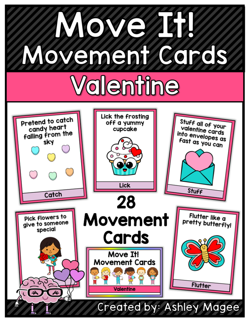 Move It! Movement Cards Valentine Theme Brain Breaks for Gross Motor ...