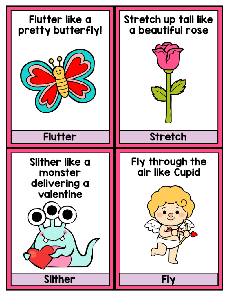 Move It! Movement Cards Valentine Theme Brain Breaks for Gross Motor ...