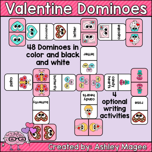Valentine's Day Domino Game with Writing Activity Options | Made By ...