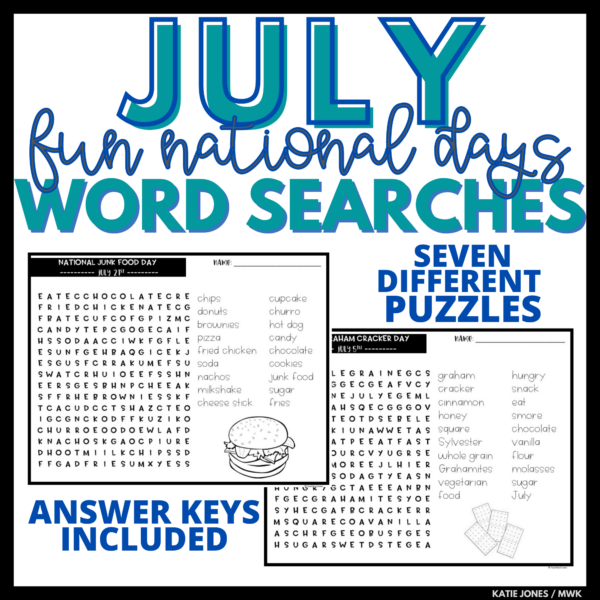July Word Search Puzzles | Made By Teachers