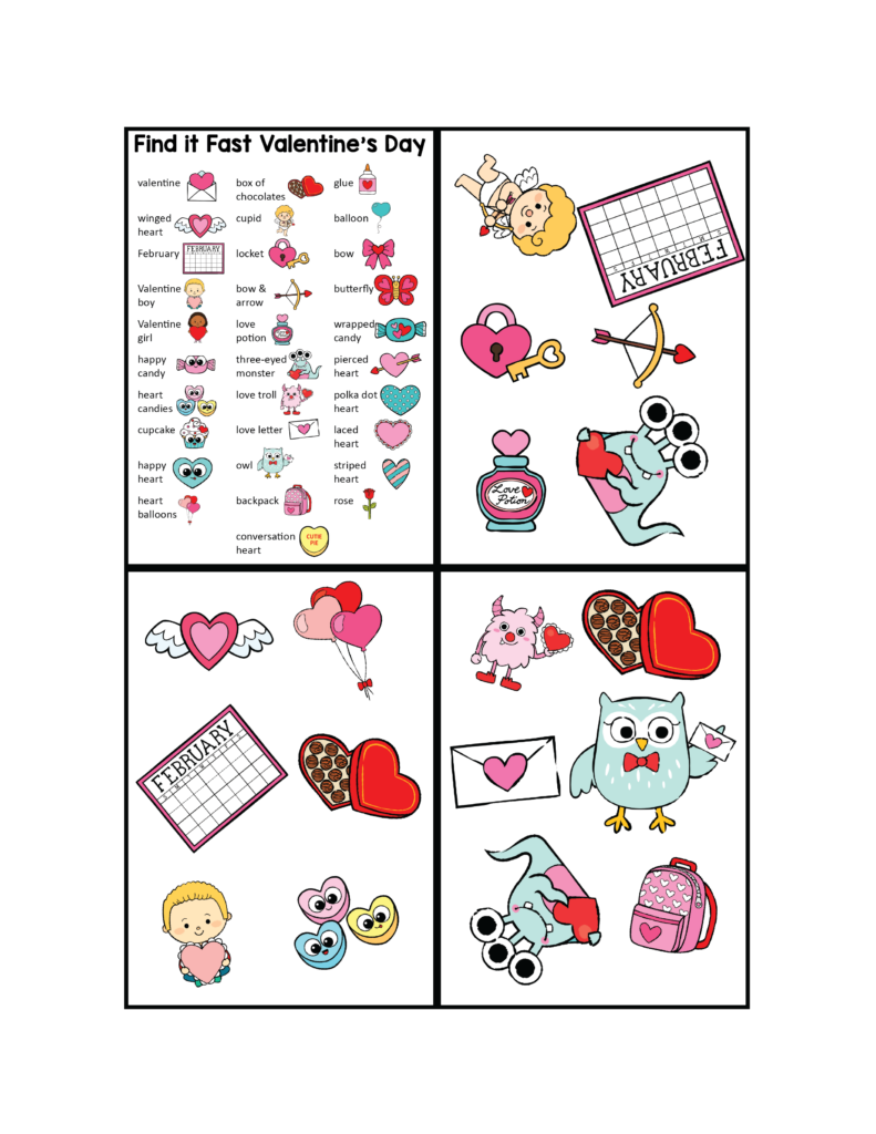 Valentine's Day Find it Fast Card Game | Made By Teachers