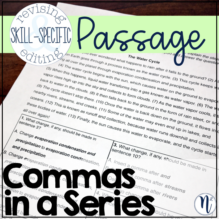 Commas in a Series: Skill-Specific Revising and Editing Passage | Made ...