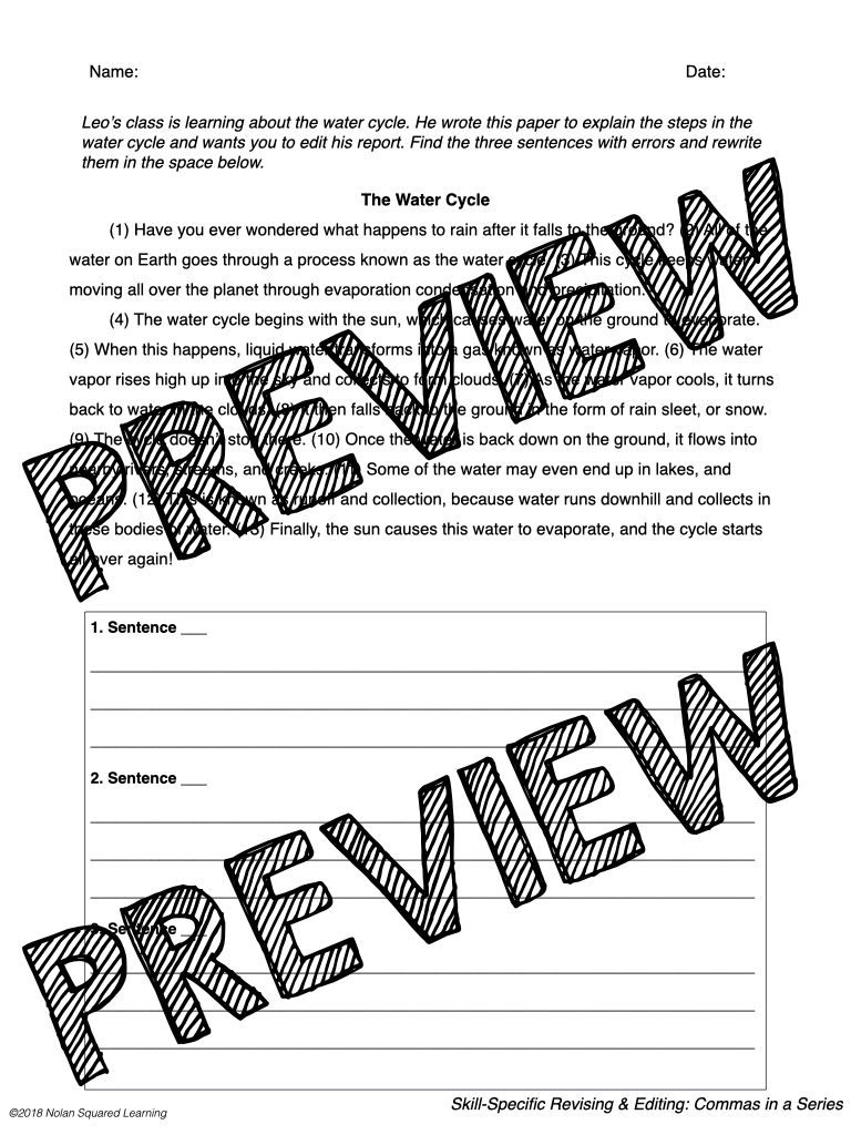 Commas in a Series: Skill-Specific Revising and Editing Passage | Made ...