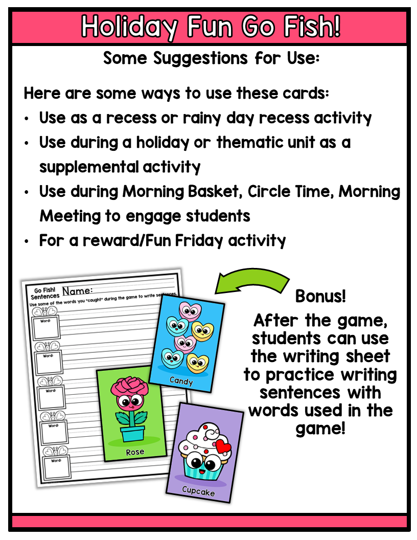 Holiday Fun Go Fish Game - Valentine's Day Themed Game | Made By Teachers