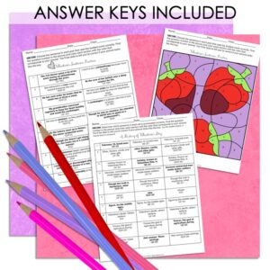 Valentine's Day Activities for Middle School Color By Number Language ...