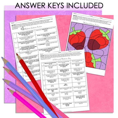 Valentine's Day Activities for Middle School Color By Number Language ...