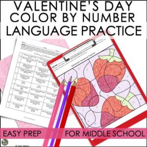 Valentine's Day Activities for Middle School Color By Number Language ...