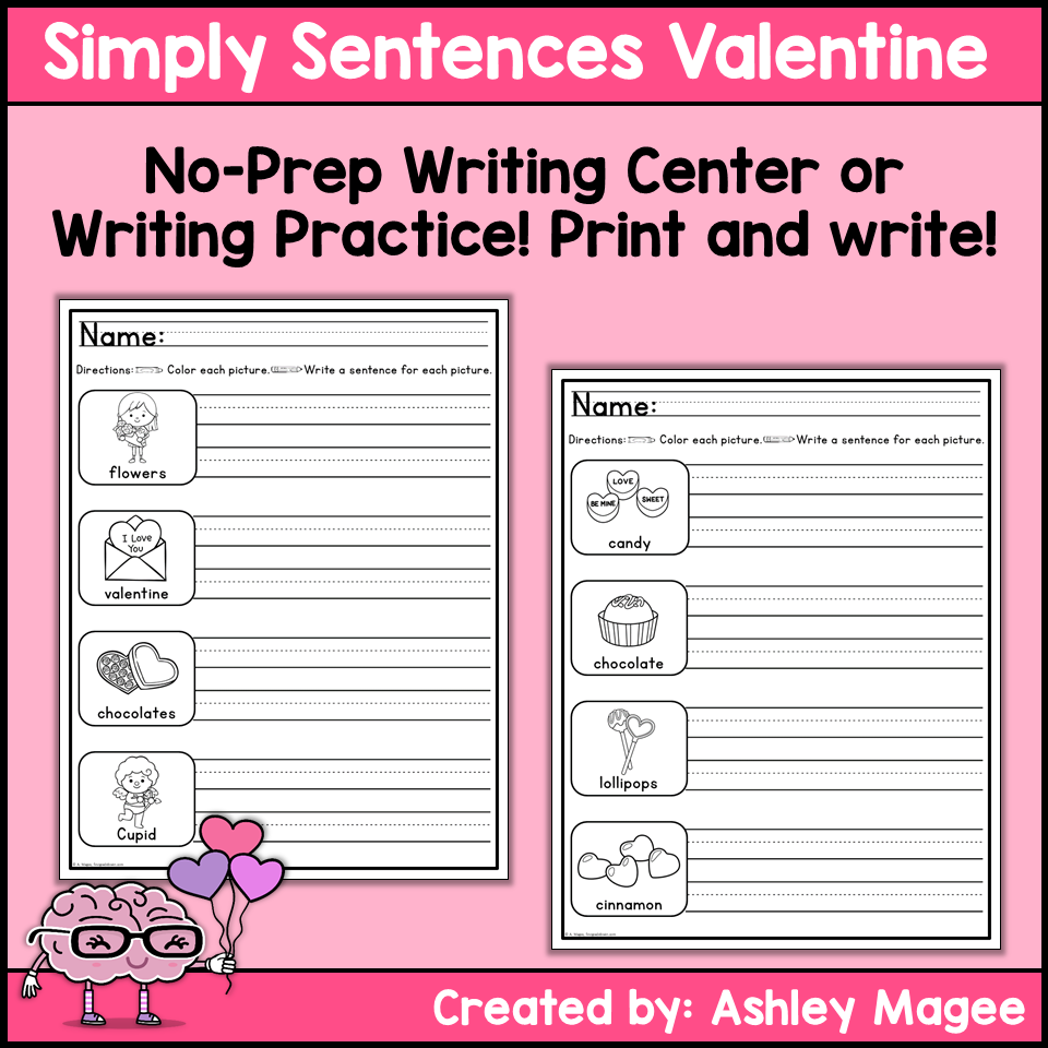 Simply Sentences - Valentine's Day - No Prep Sentence Writing Center or ...