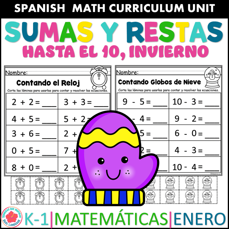Suma y Resta hasta el 10 con manipulativos Invierno | Made By Teachers