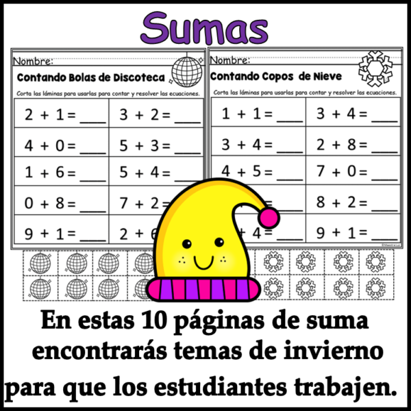 Suma y Resta hasta el 10 con manipulativos Invierno | Made By Teachers