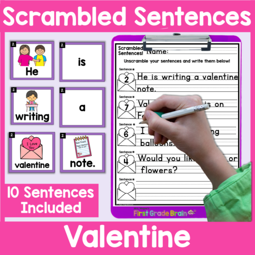 Valentine's Day Scrambled Sentences Center Holiday Writing Activity ...