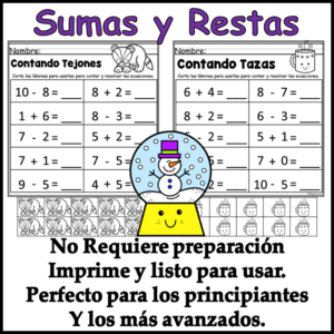Suma y Resta hasta el 10 con manipulativos Invierno | Made By Teachers