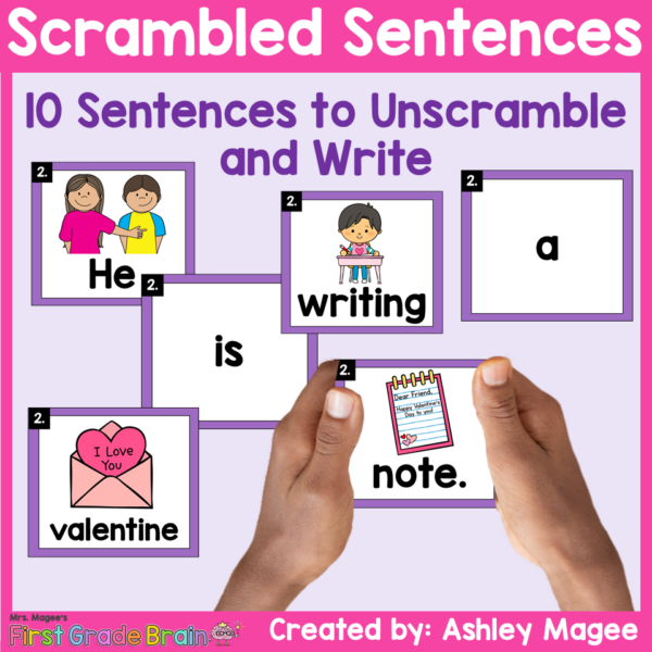 Valentine's Day Scrambled Sentences Center Holiday Writing Activity ...