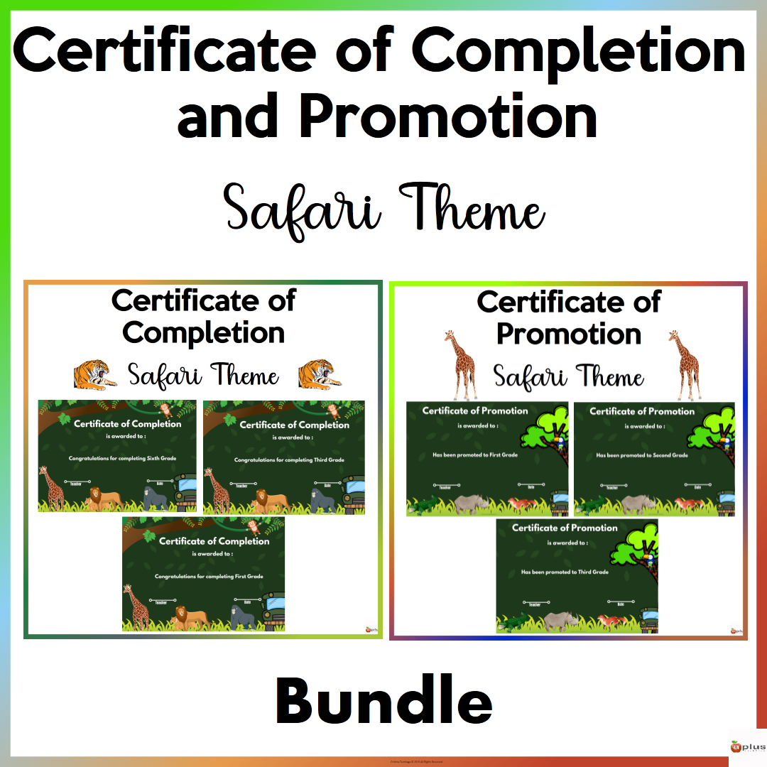 Student Awards Certificate of Completion and Promotion Safari Theme ...